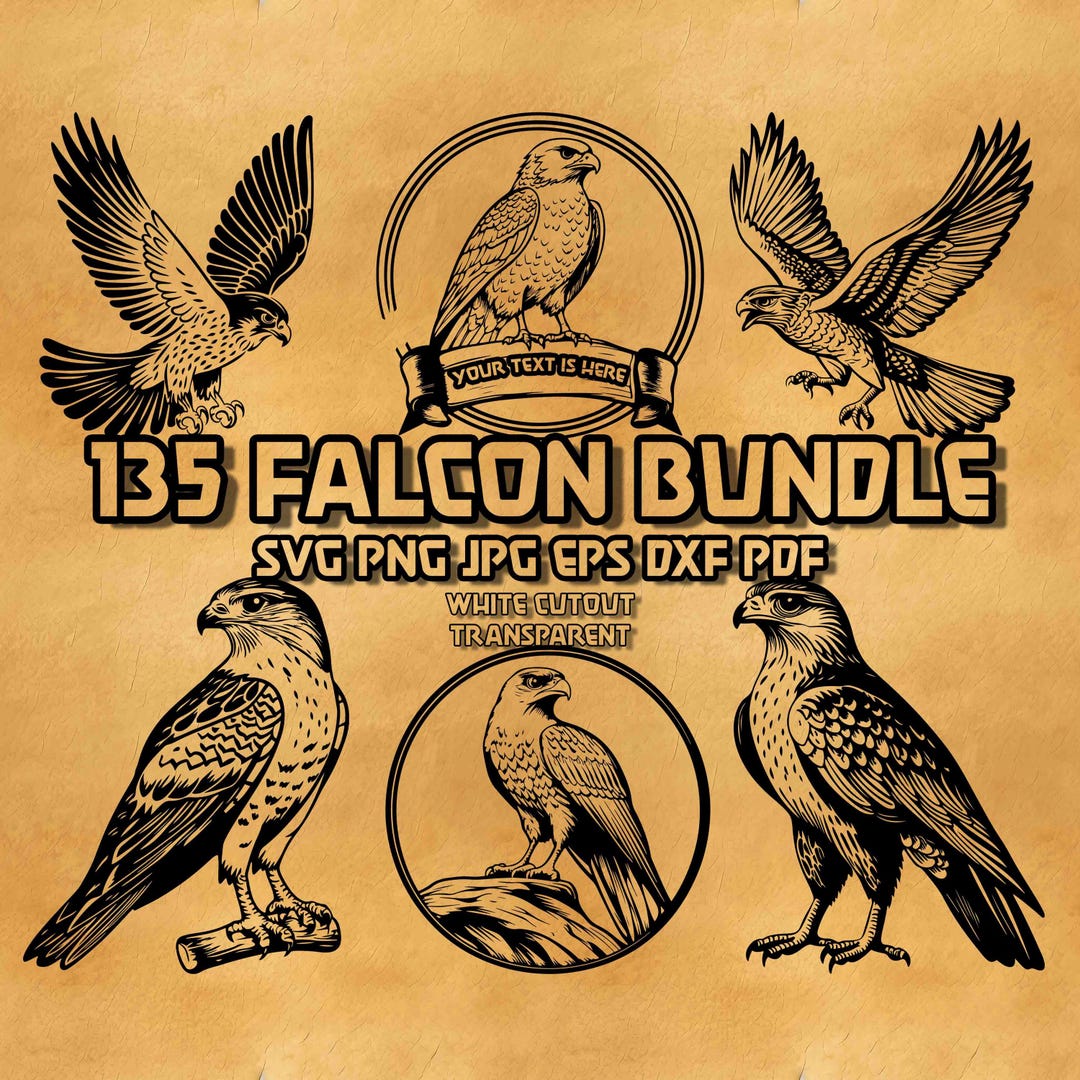 Falcon SVG Bundle, Falcon Circle Style Monogram Design, Majestic Bird ...