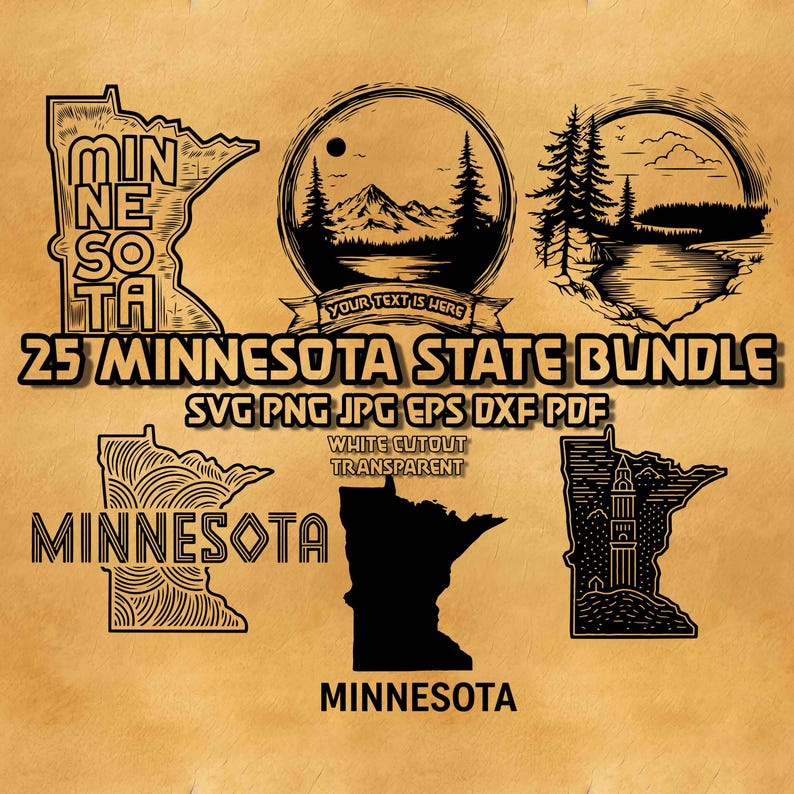 Minnesota State Outline SVG Bundle: Lake & North Star Designs - Etsy