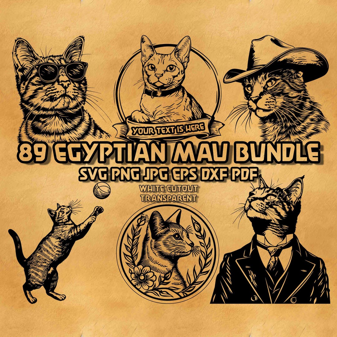 Egyptian Mau Svg Bundle, Floral Egyptian Mau, Cowboy Egyptian Mau ...