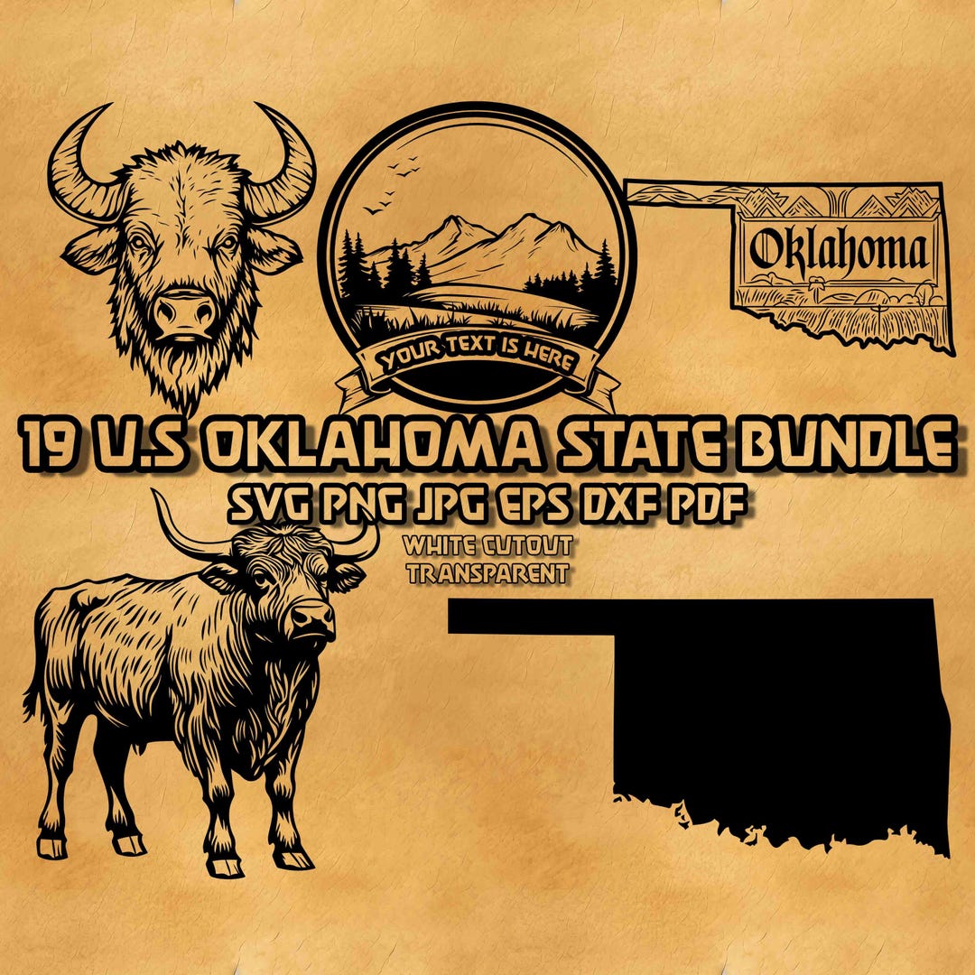 Oklahoma State Outline SVG Bundle, Oklahoma State Outline State Shape ...