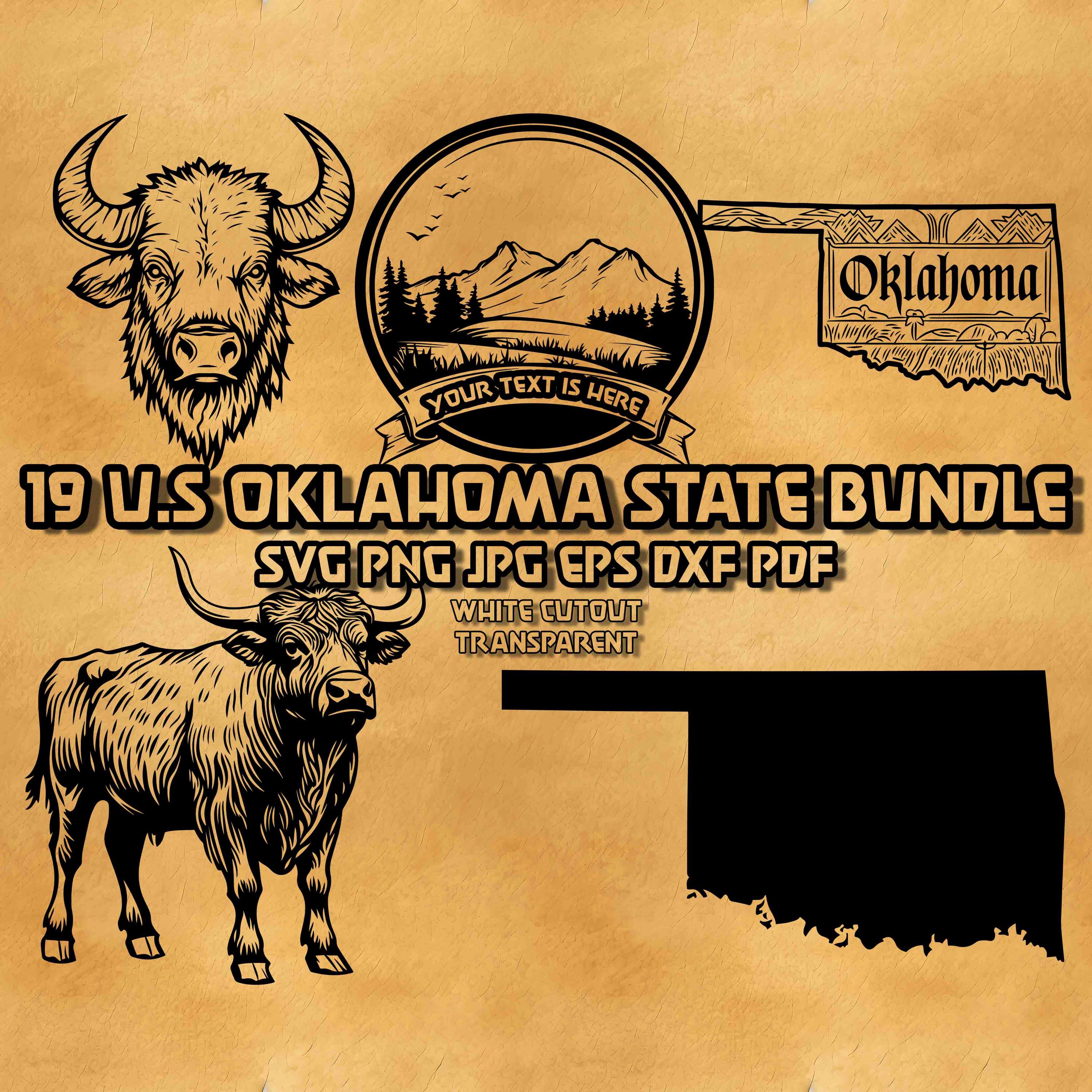 Oklahoma State Outline SVG Bundle: Laser Engrave File (digital Download ...