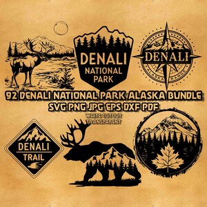 Denali National Park Alaska SVG Bundle: Moose Mountain Wildlife Clipart ...
