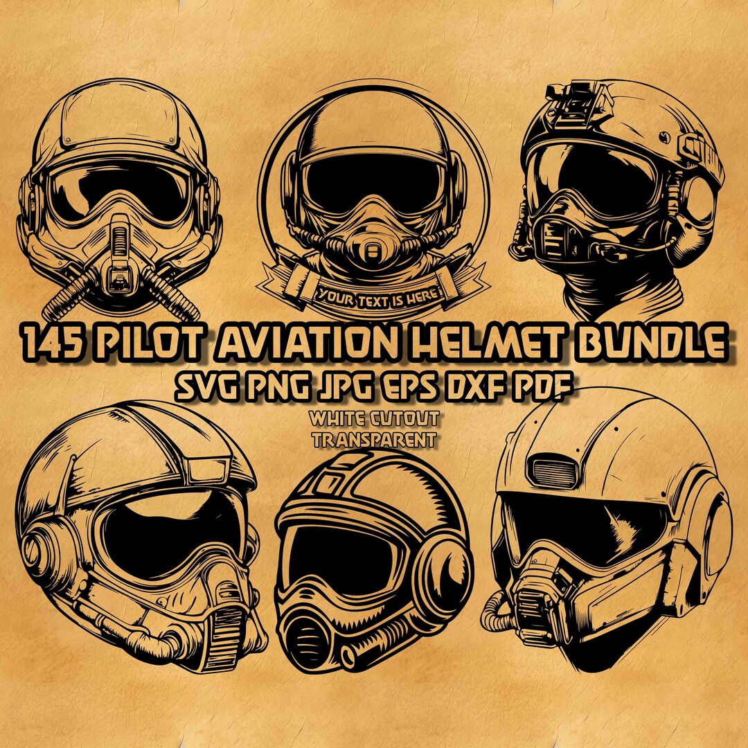 Pilot Helmet SVG Bundle: Aviation Headgear Designs (digital Download ...