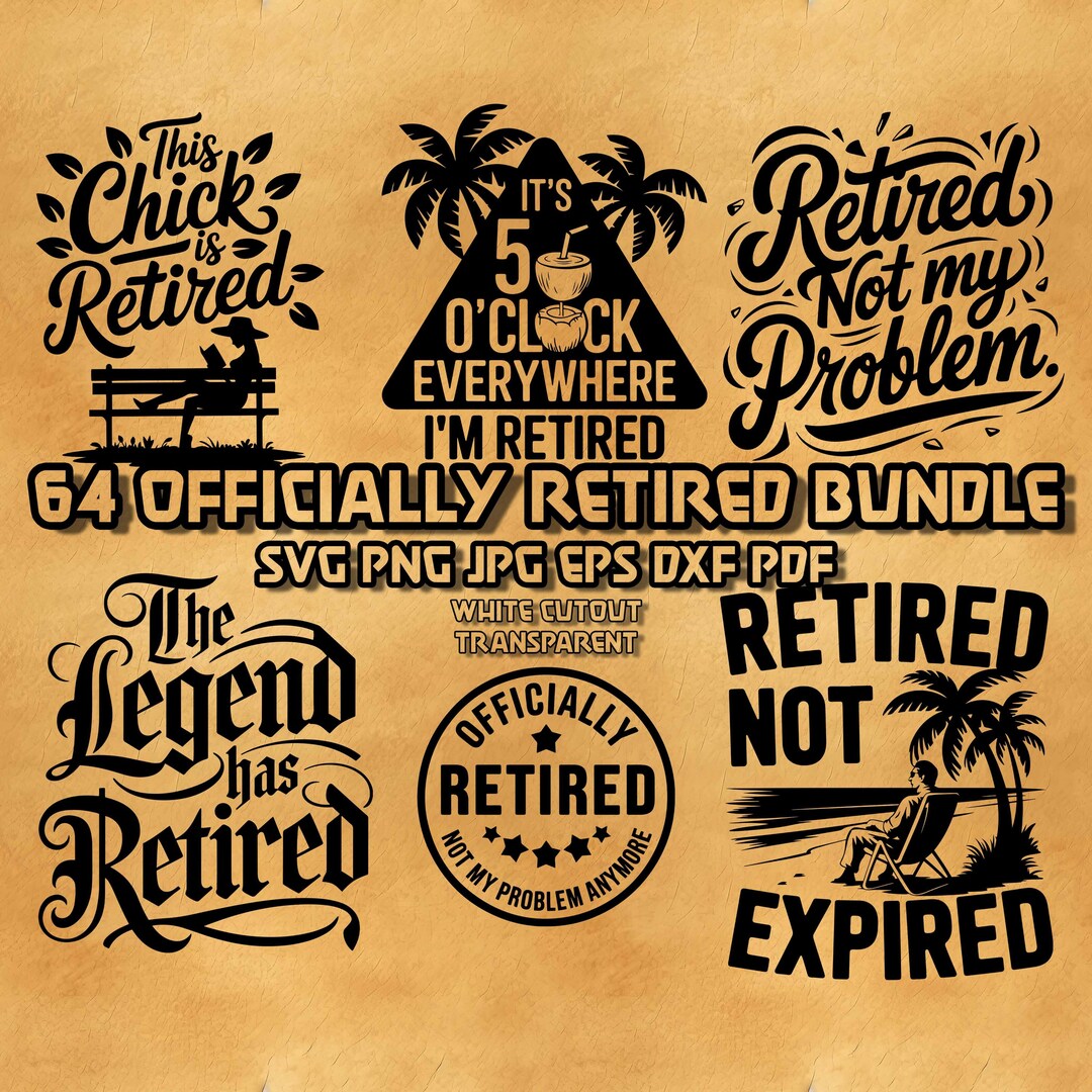 Officially Retired T Shirt Designs Svg Bundle, Retired Engraving File ...
