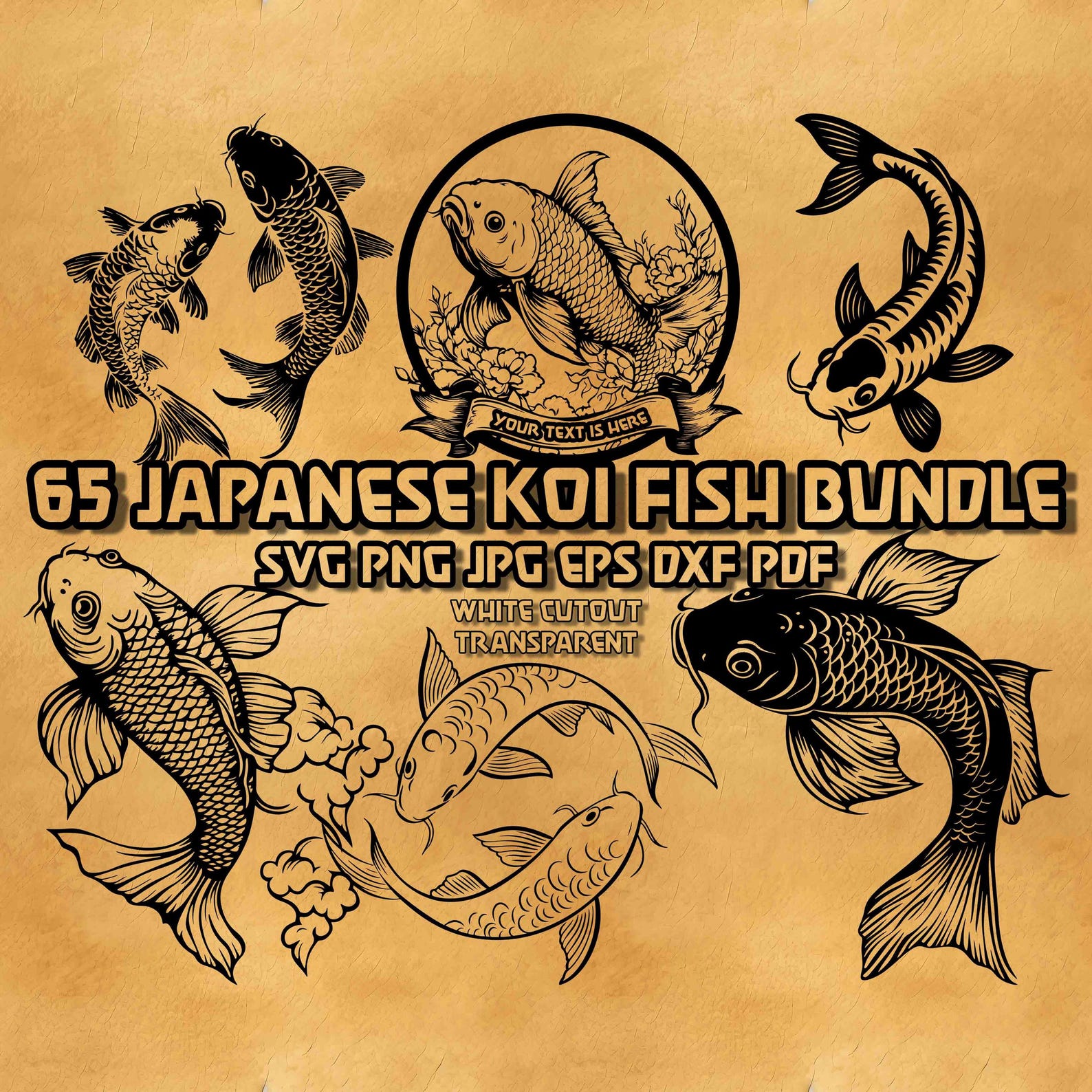 Japanese Koi Fish Svg Bundle, Colored Carpio Pond Ornamentals Svg ...
