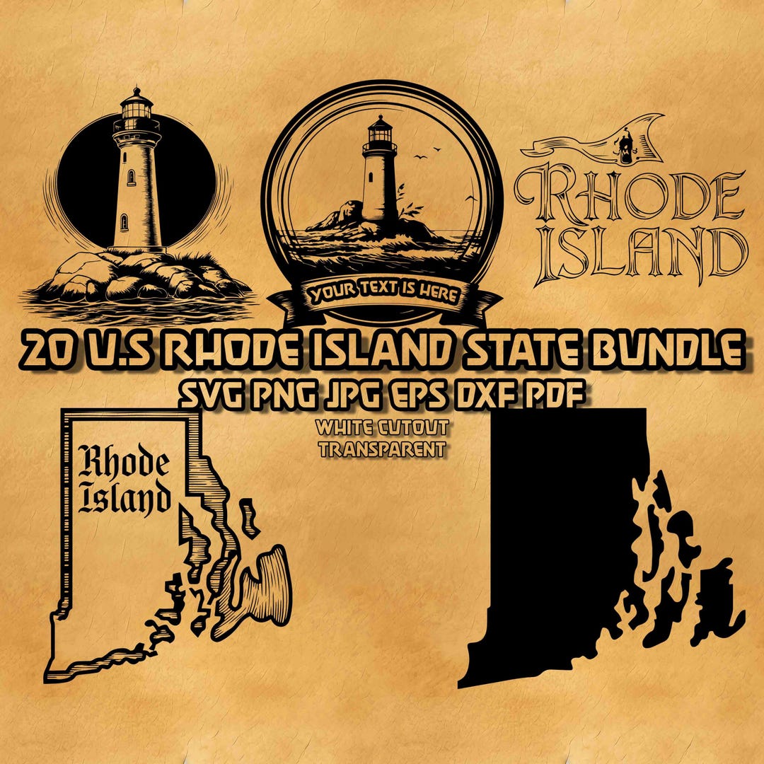 Rhode Island State Outline SVG Bundle: Engrave & Print File (digital ...