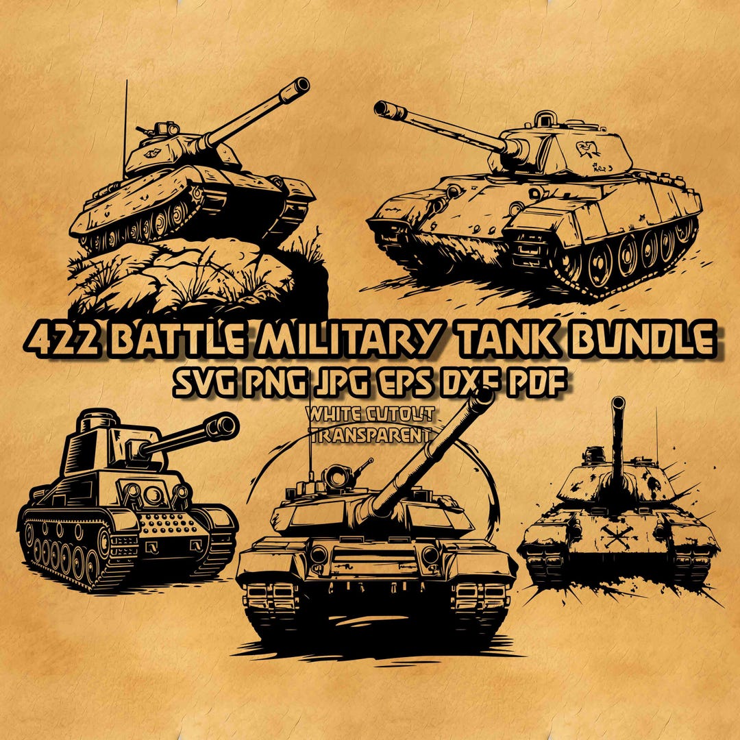 422 Military Battle Tank SVG Bundle, WW2 WW1 Army Combat Tank Designs ...