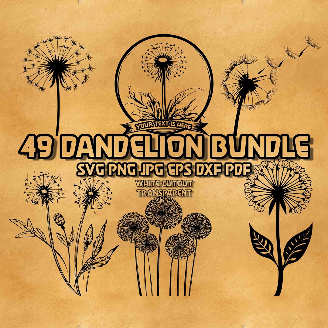 Spring Dandelion SVG Bundle, Whimsical Delicate Dandelion Seed Art ...