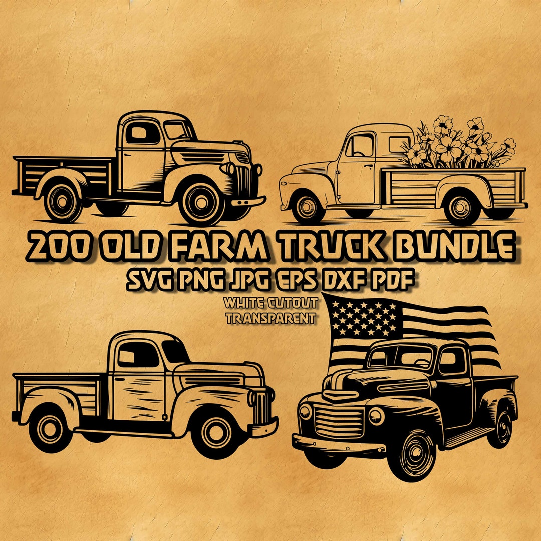 Old Farm Truck Svg Bundle, US Farm Truck Svg, Vintage Truck Svg Bundle ...
