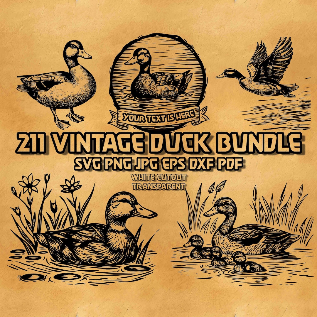 Vintage Duck Svg Bundle, Duck Monogram Svg, Mallard Duck Svg, Floral ...