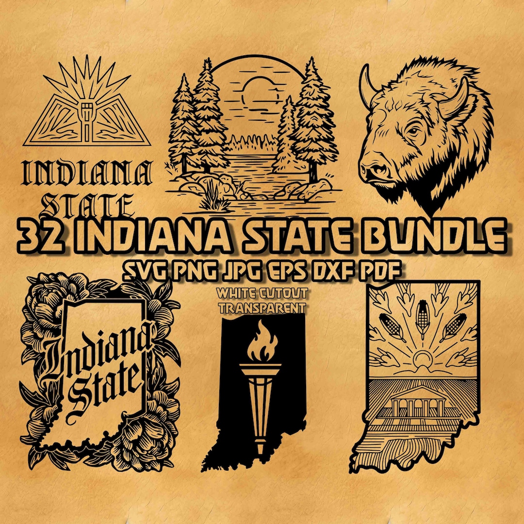 Indiana State Outline SVG Bundle , Usa Indiana Map Outline Clipart Png ...