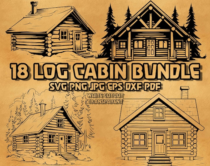Log Cabin With Mountains Svg & PNG Files ,nature Silhouette Vector ...