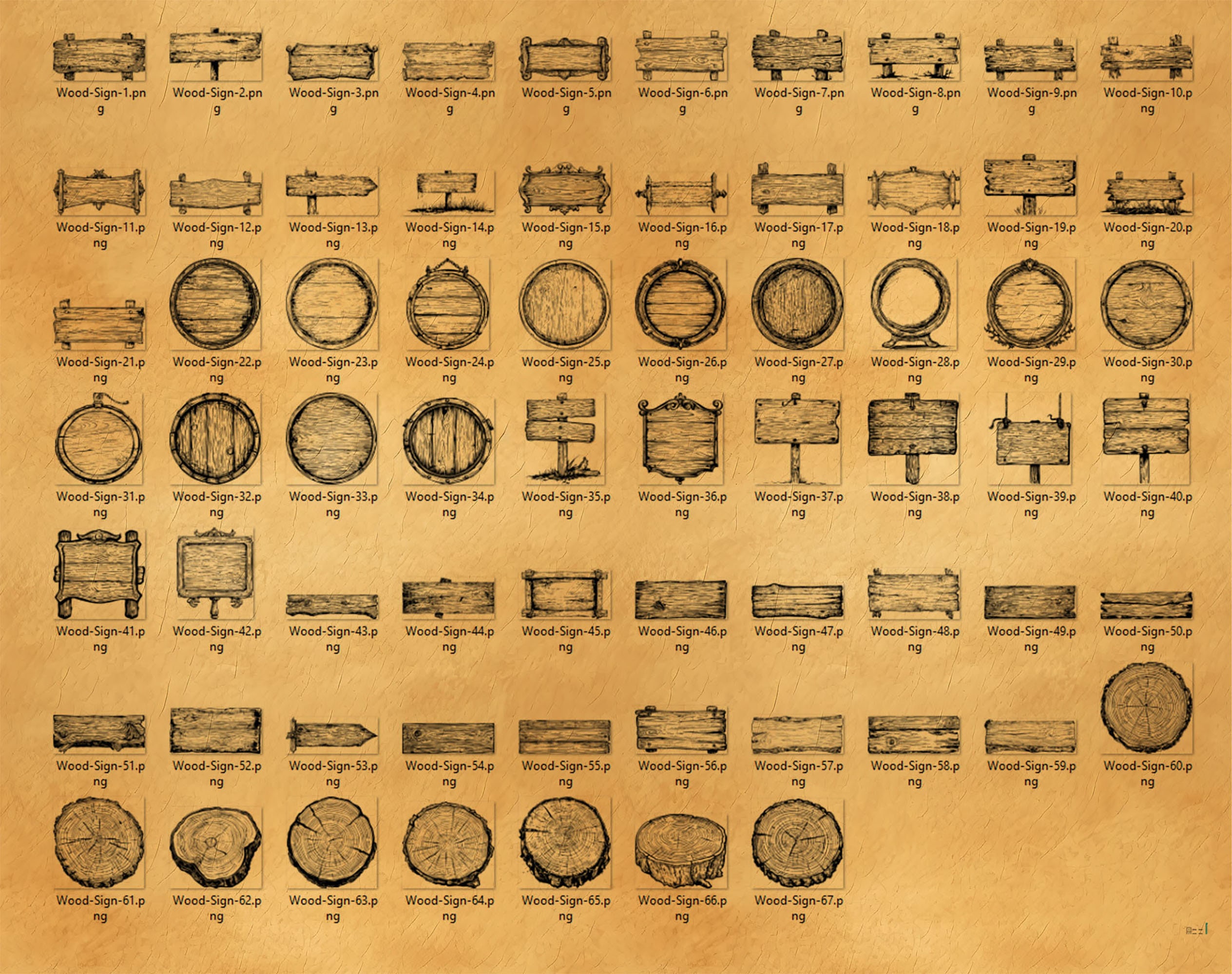 67 Rustic Wood Sign SVG Bundle: Circle & Tree Designs, Wooden Pattern ...