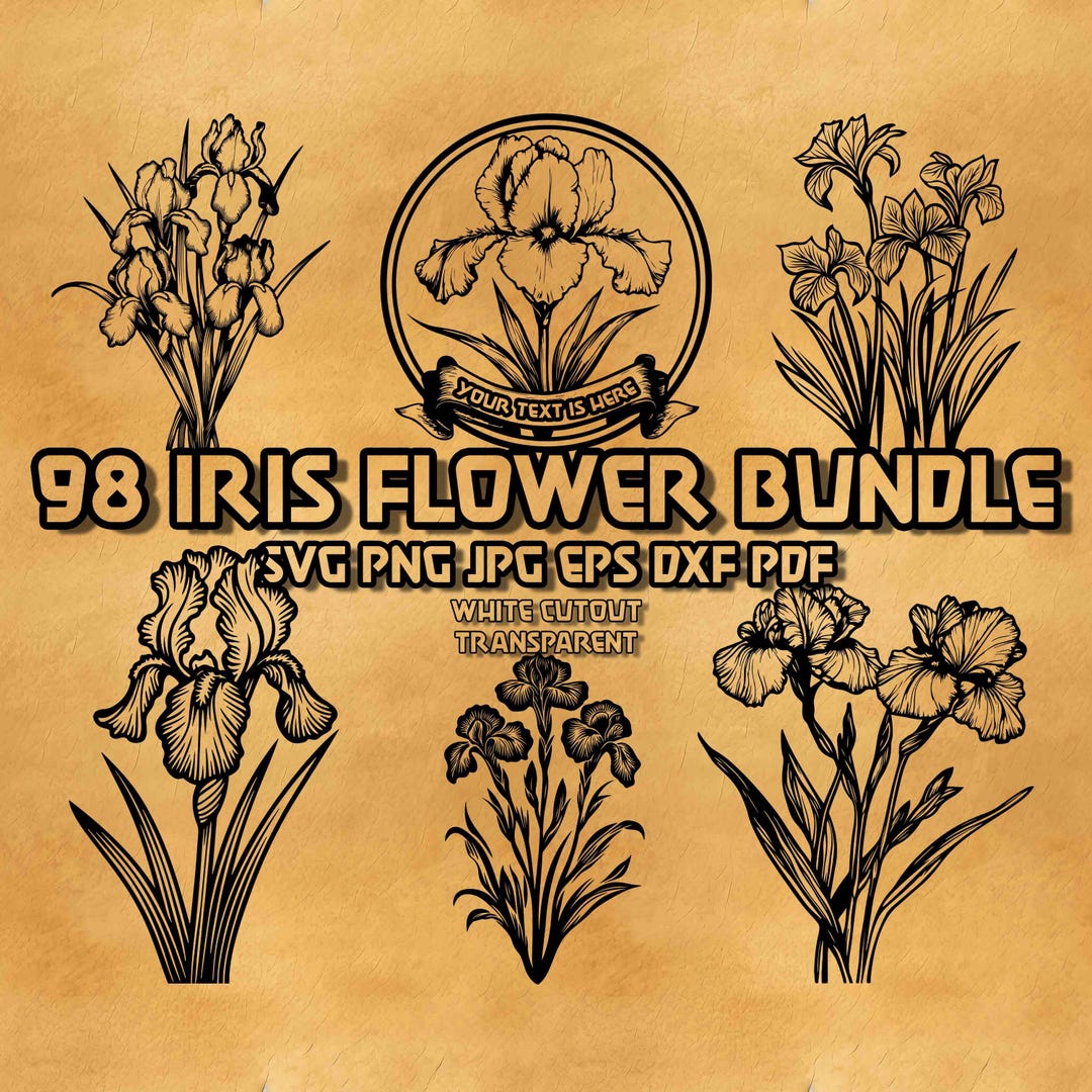 Spring Iris Flower SVG Bundle, Elegant Botanical Art, Digital Floral ...