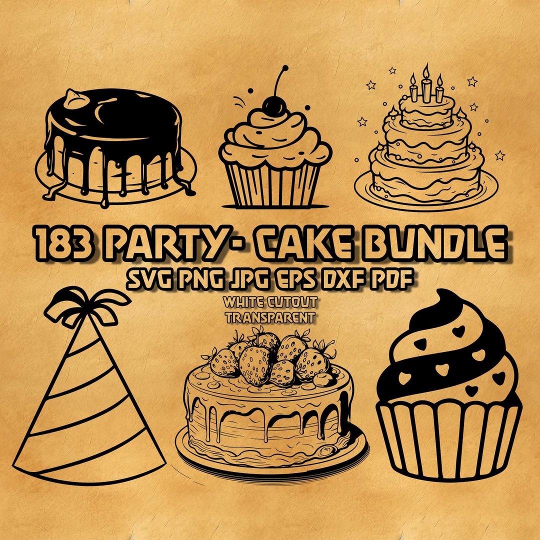Birthday Cake Svg Bundle, Cupcake Svg Cut, Cute Cake Dxf, Cake ...