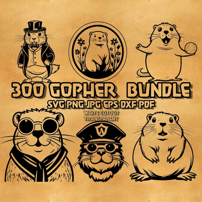 Gopher Svg Bundle, Cowboy Gopher Svg, Floral Gopher Svg, Genlteman Gopher Svg, Gopher With ...