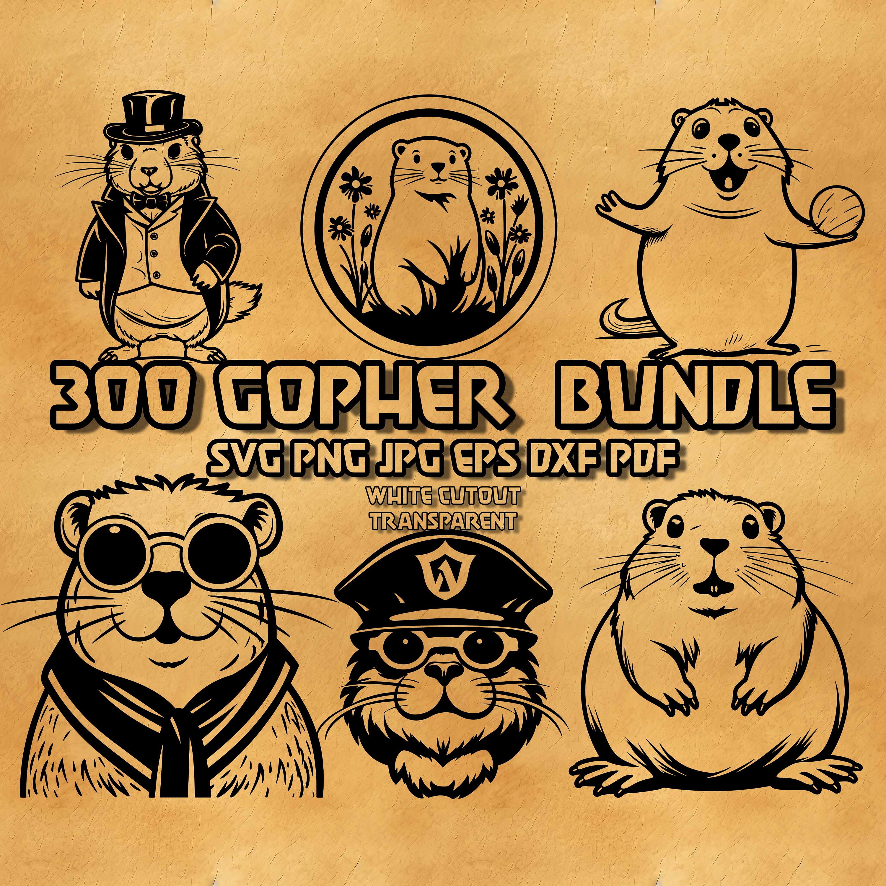 Gopher Svg Bundle, Cowboy Gopher Svg, Floral Gopher Svg, Genlteman ...
