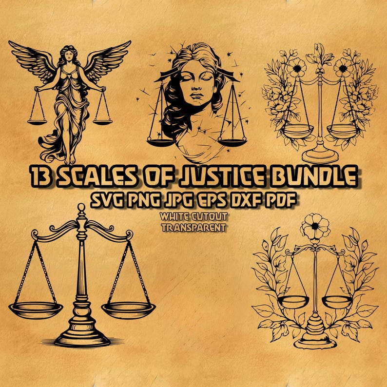 Scales of Justice SVG Bundle: Law & Equality Designs (SVG, PNG) - Etsy