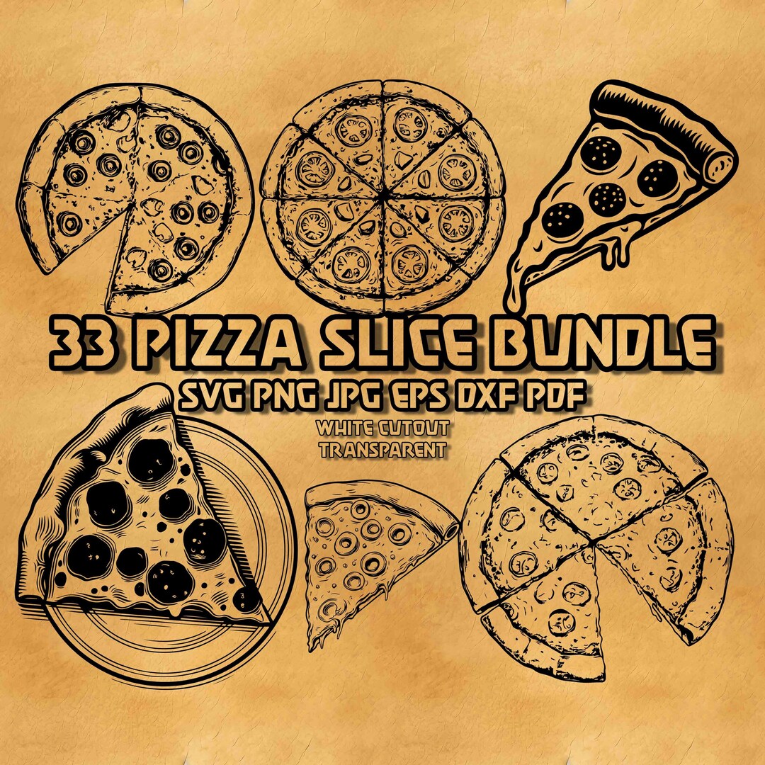 33 Pizza Slice SVG Bundle Pizzeria Restaurant Menu Illustrations ...