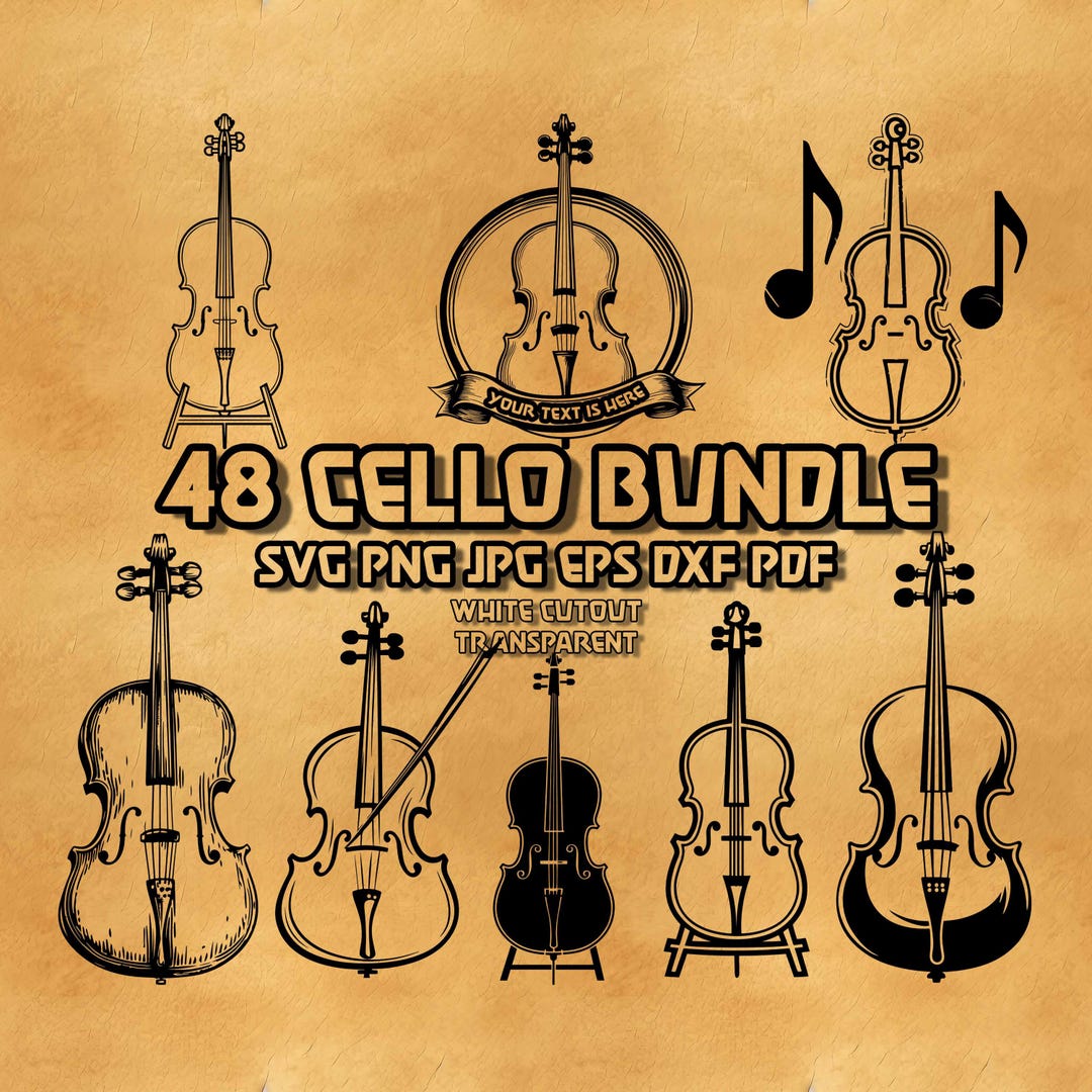 Orchestra Cello SVG Bundle, Musical Instrument Design, Orchestra Design ...