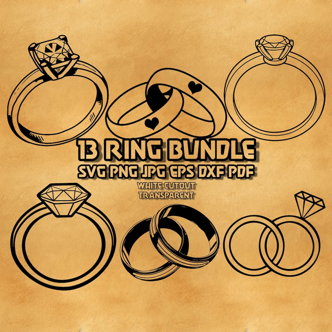 Marriage Rings Svg Bundle, Wedding Ring Svg, Diamond Ring Svg, Wedding ...