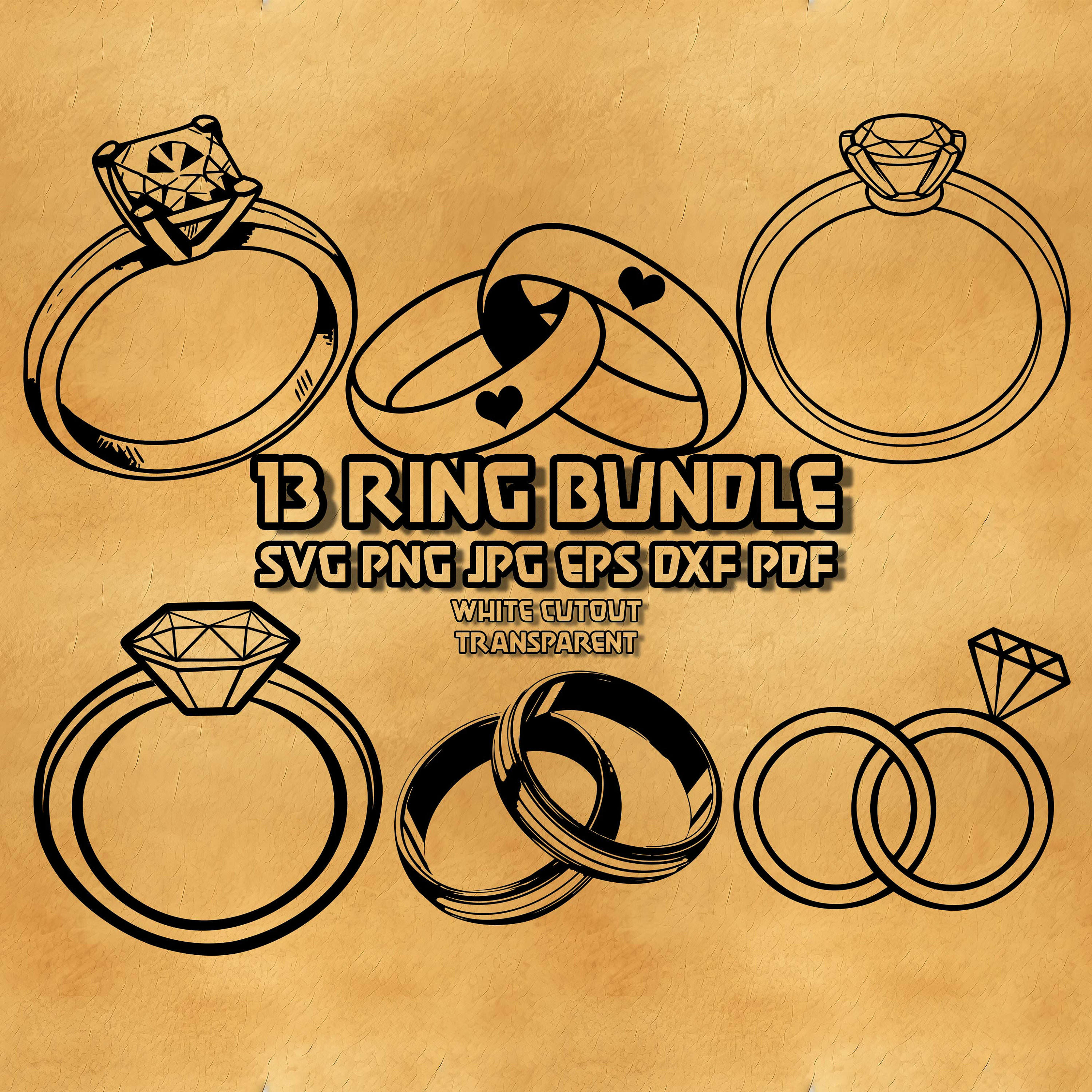 Marriage Rings Svg Bundle, Wedding Ring Svg, Diamond Ring Svg, Wedding ...