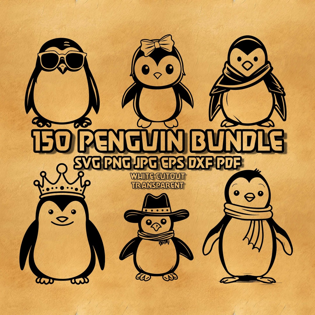 Penguin Svg Bundle, Cute Penguin Svg for Shirt, Cowboy Hat Penguin Svg ...