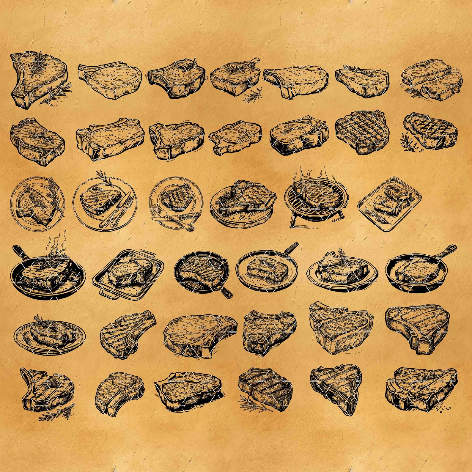 Steak-Svg-Bundle, gegrilltes Steak-Svg, Steak im Teller-Svg, Steak im ...