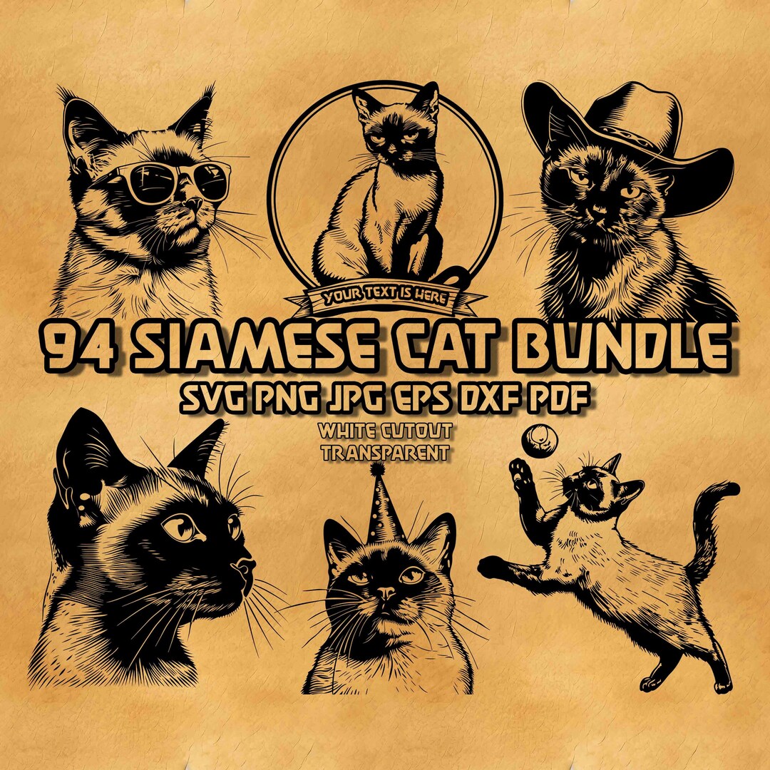 Siamese Cat Svg Bundle, Siamese Cat Monogram,floral Siamese Svg,cowboy ...