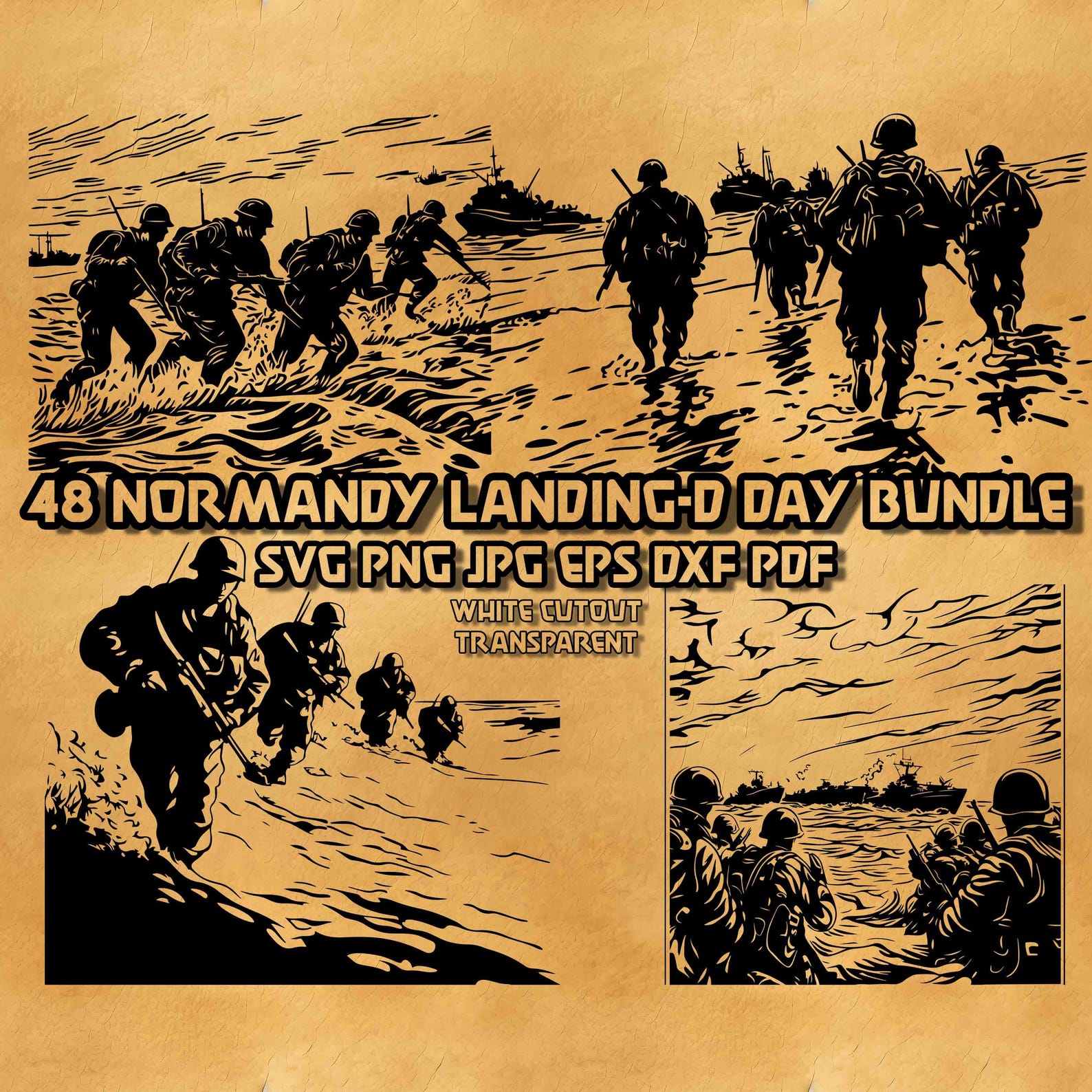 D-day Normandy Landing SVG Bundle: WWII War Scene (digital Download) - Etsy