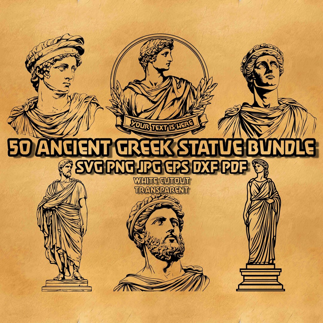 Ancient Greek Statue SVG Bundle, Classical Sculpture Clipart Art, Roman ...