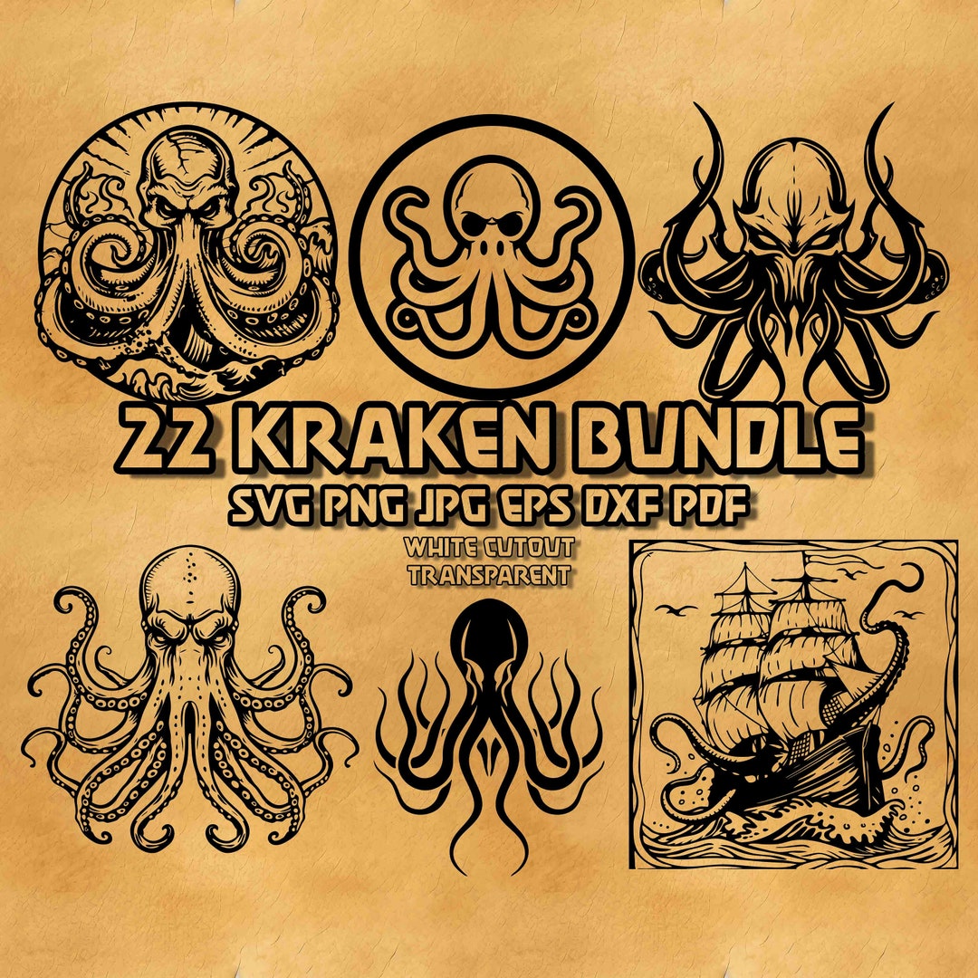 Kraken Svg Bundle, Kraken Circle Design Svg, Sea Monster Svg ...