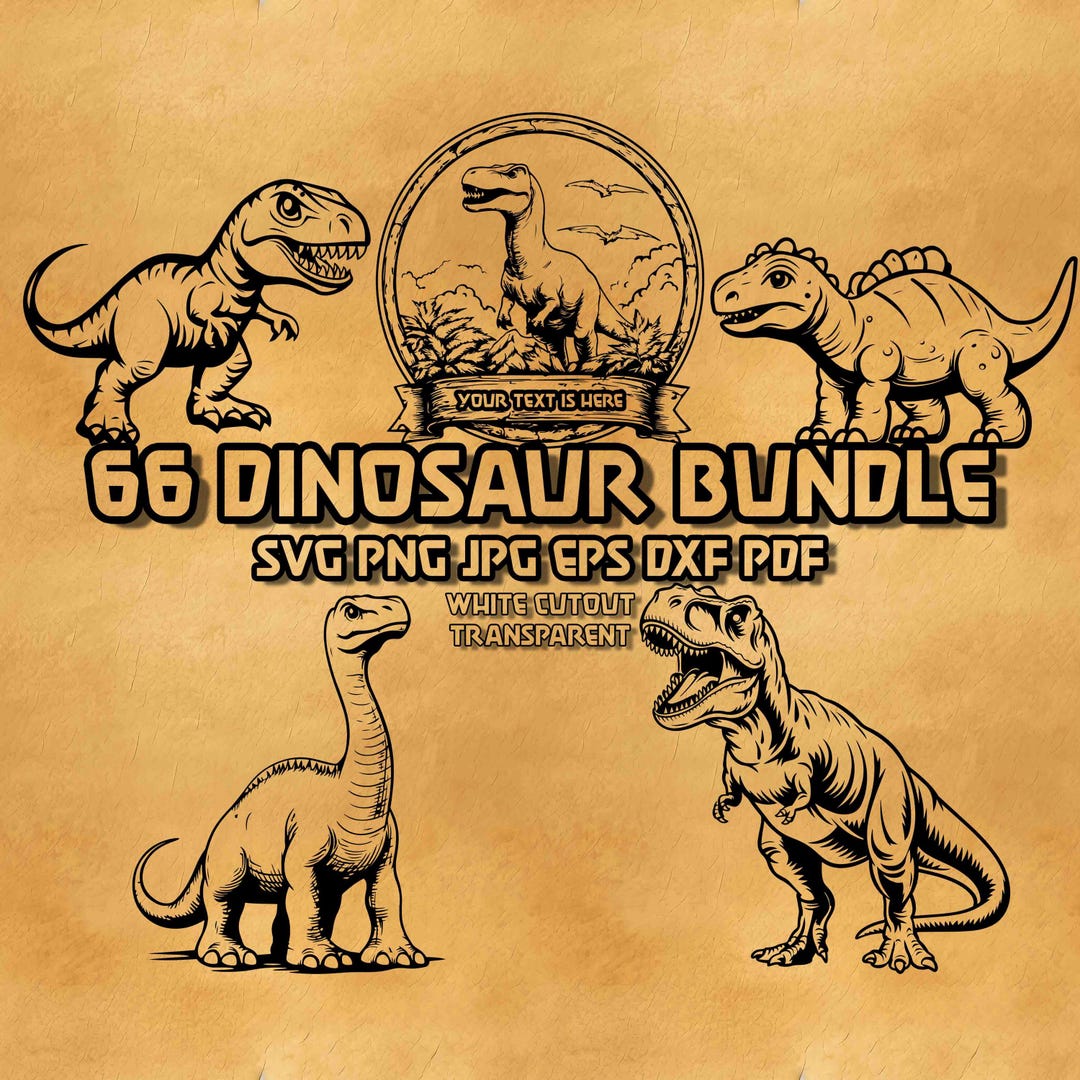Dinosaur SVG Bundle, Prehistoric Dino T-rex Art, Jurassic-themed ...