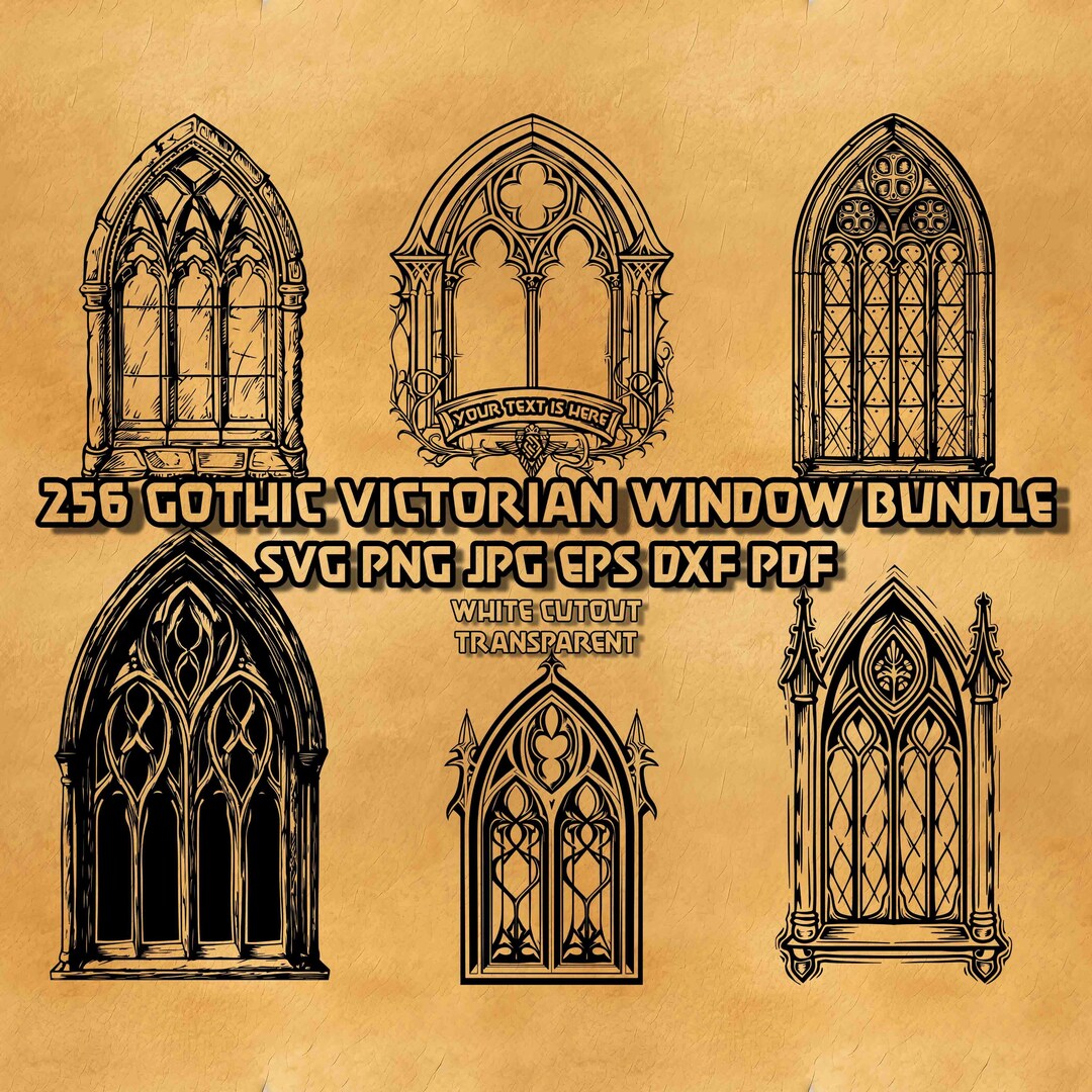Gothic Victorian Window Svg Bundle, Medieval Stone Wall Window Monogram ...