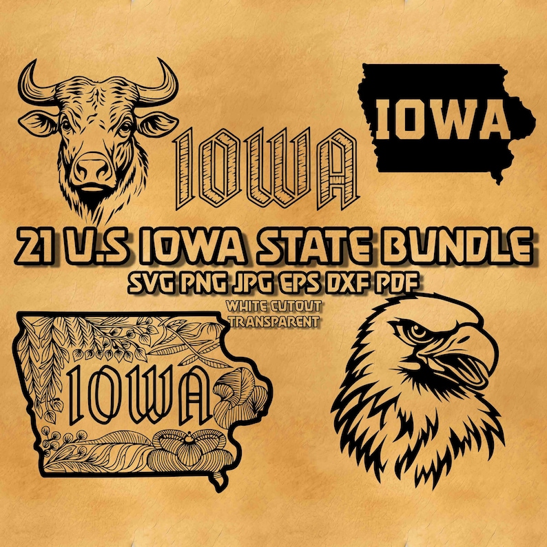 Iowa State Outline SVG Bundle: Laser Engrave File - Etsy