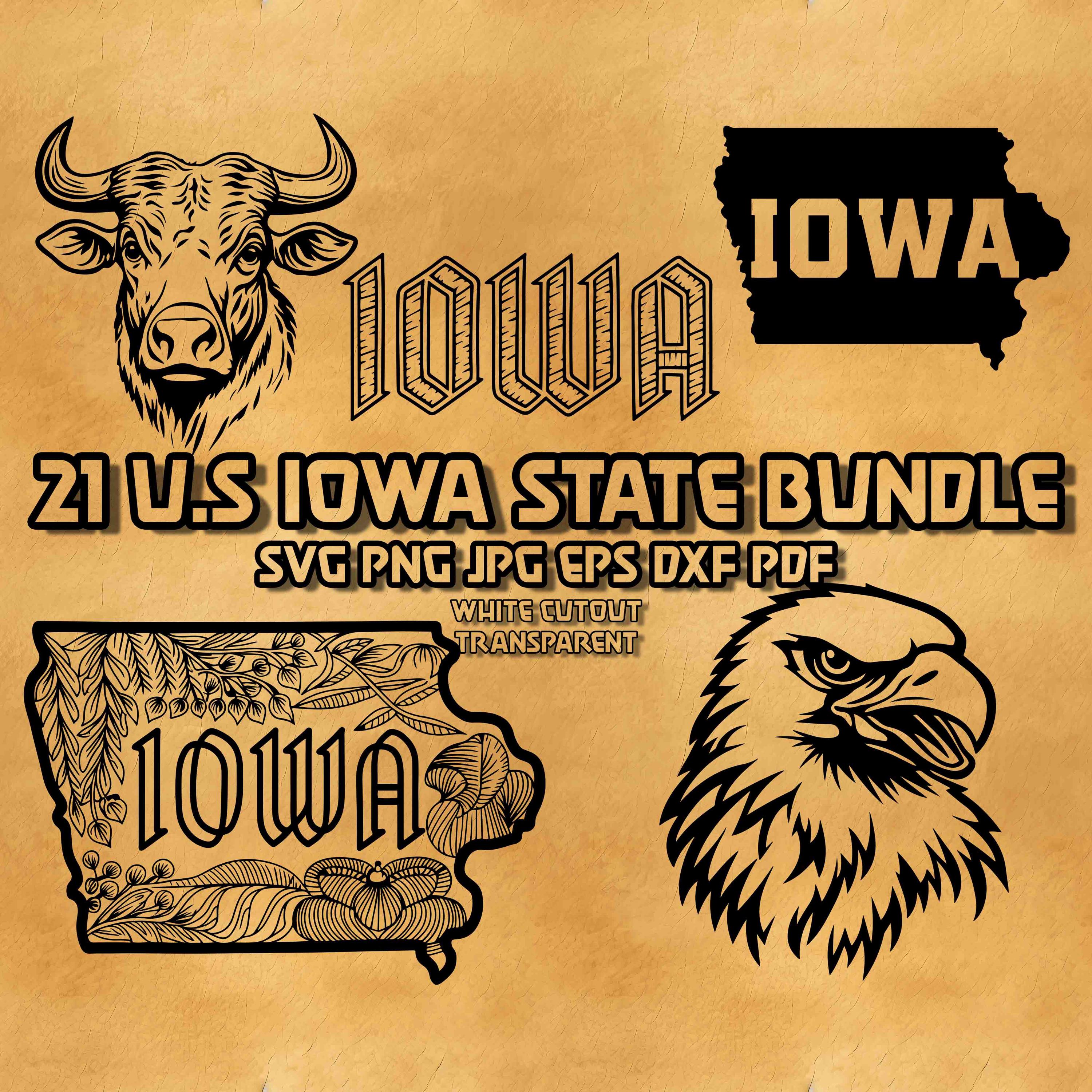 Iowa State Outline SVG Bundle: Laser Engrave File - Etsy