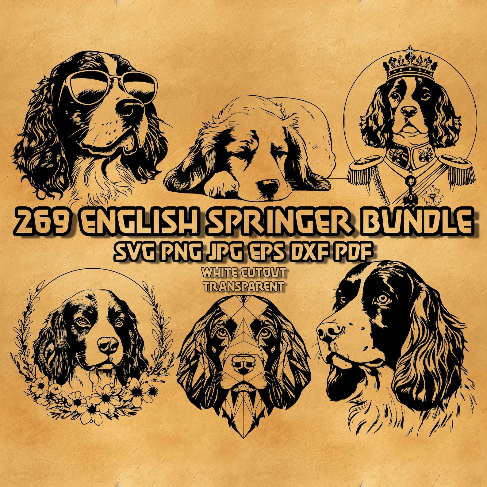 English Springer Spaniel Svg Bundle, Peeking English Springer Spaniel ...