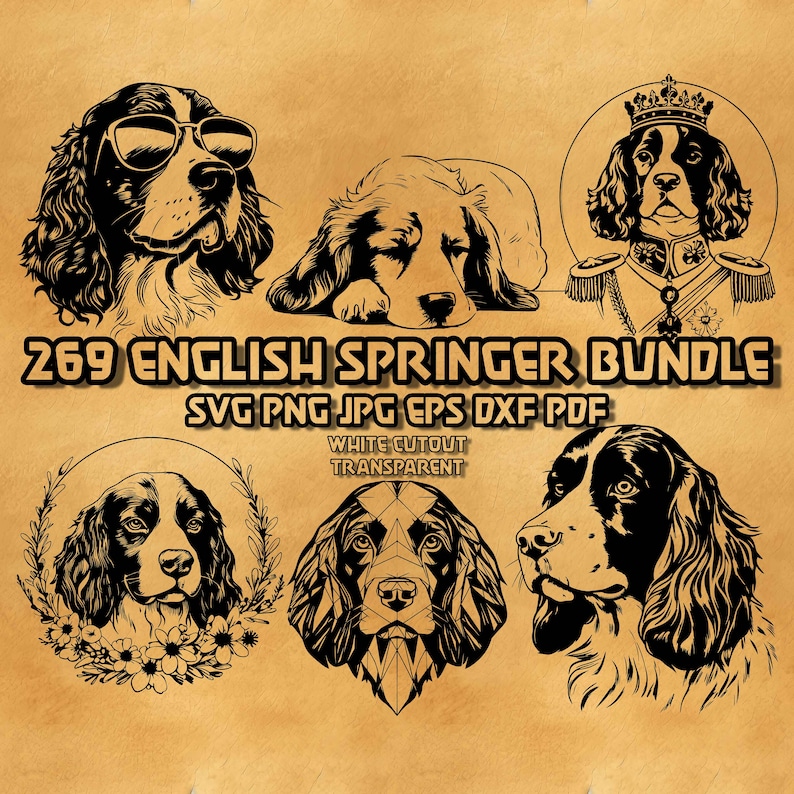 English Springer Spaniel Svg Bundle, Peeking English Springer Spaniel ...