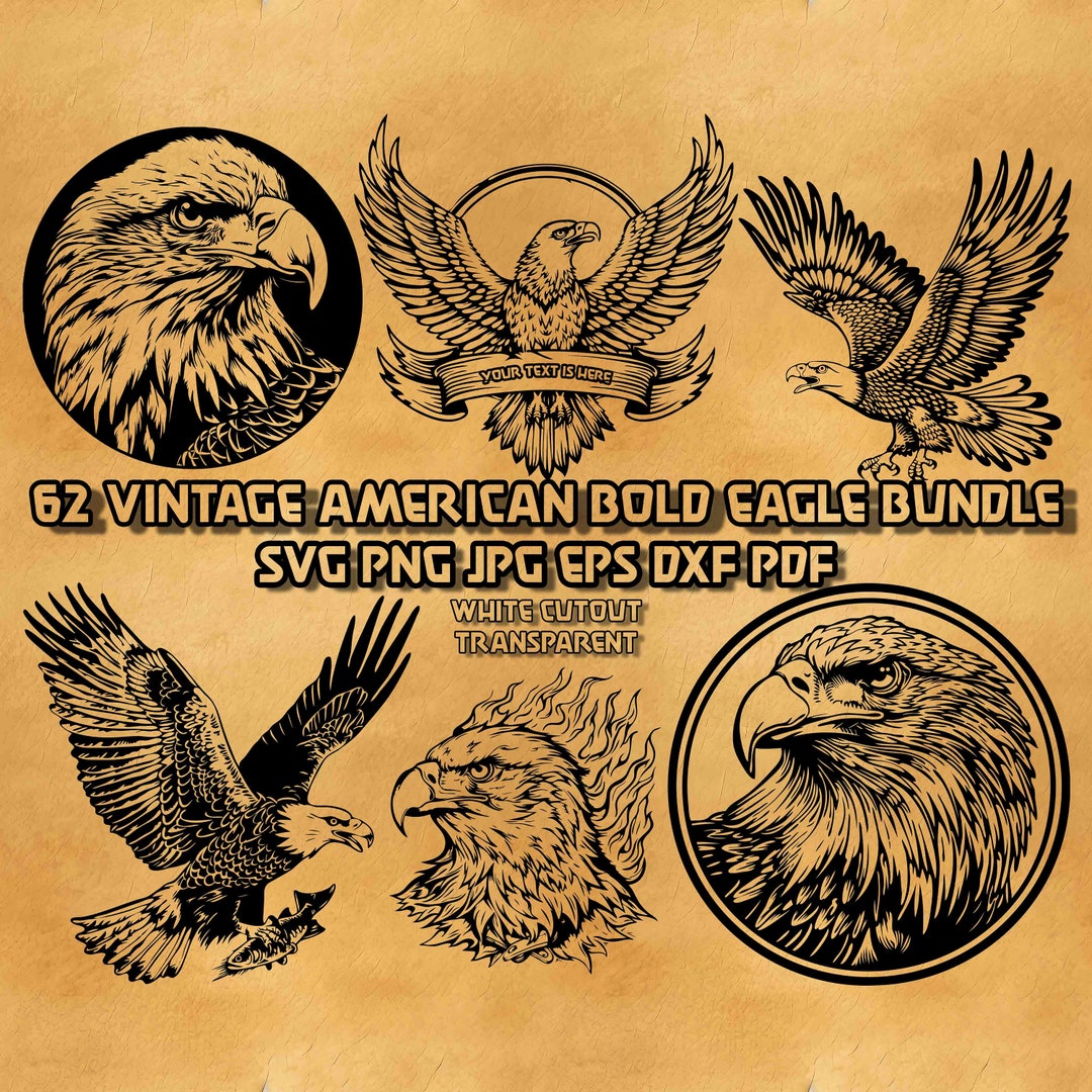 Vintage American Bald Eagle Svg Bundle, Personalized American Bold ...