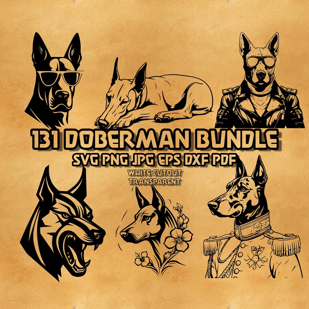Doberman Svg Bundle, Angry Doberman Svg, Peeking Doberman Svg, Cowboy ...