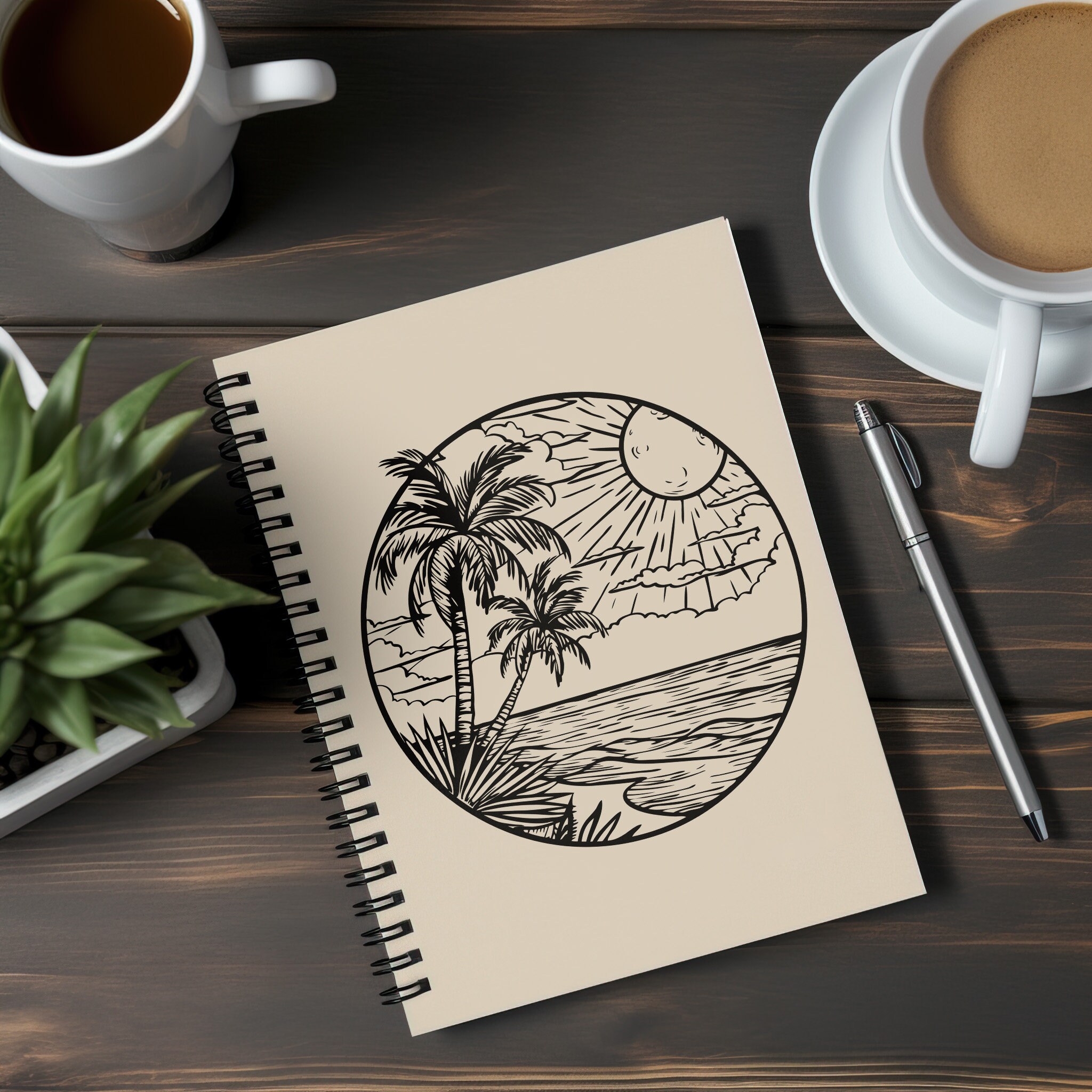 Tropical Sunset SVG Bundle: Palm Tree Island Designs (digital Print) - Etsy