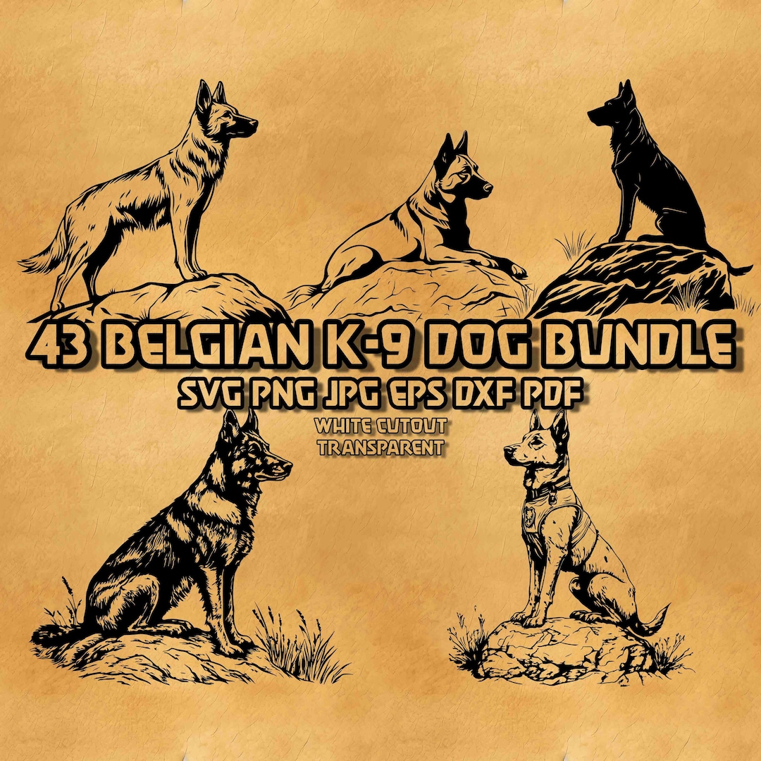 Belgian Malinois Shepherd Guard Dog K9 Bundle SVG Bundle , Police K-9 ...