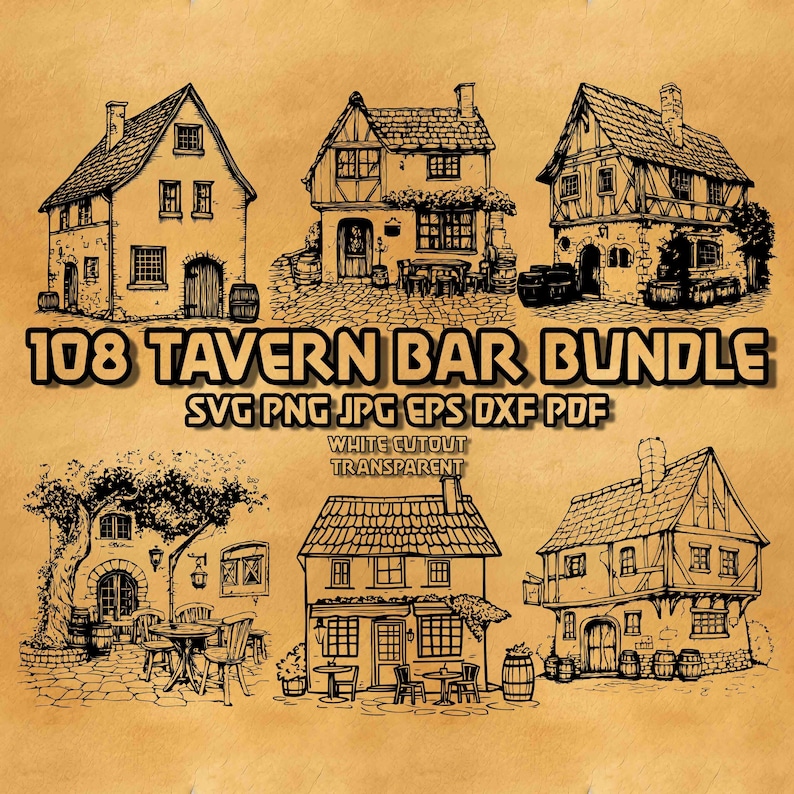 Medieval Tavern SVG Bundle: Rustic Pub Cliparts for Laser Engraving ...