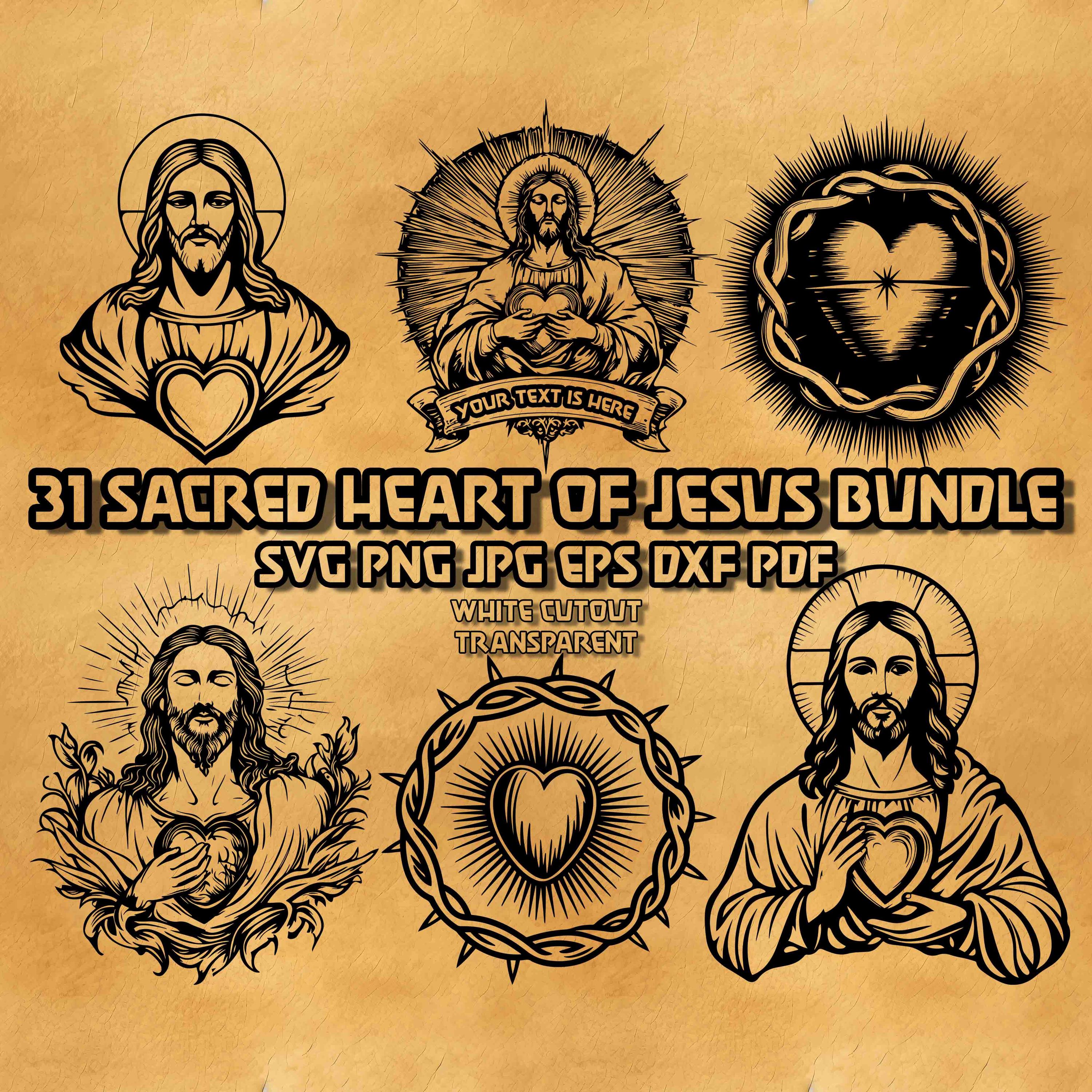 Sacred Heart of Jesus SVG Bundle: Religious Clipart (digital) - Etsy