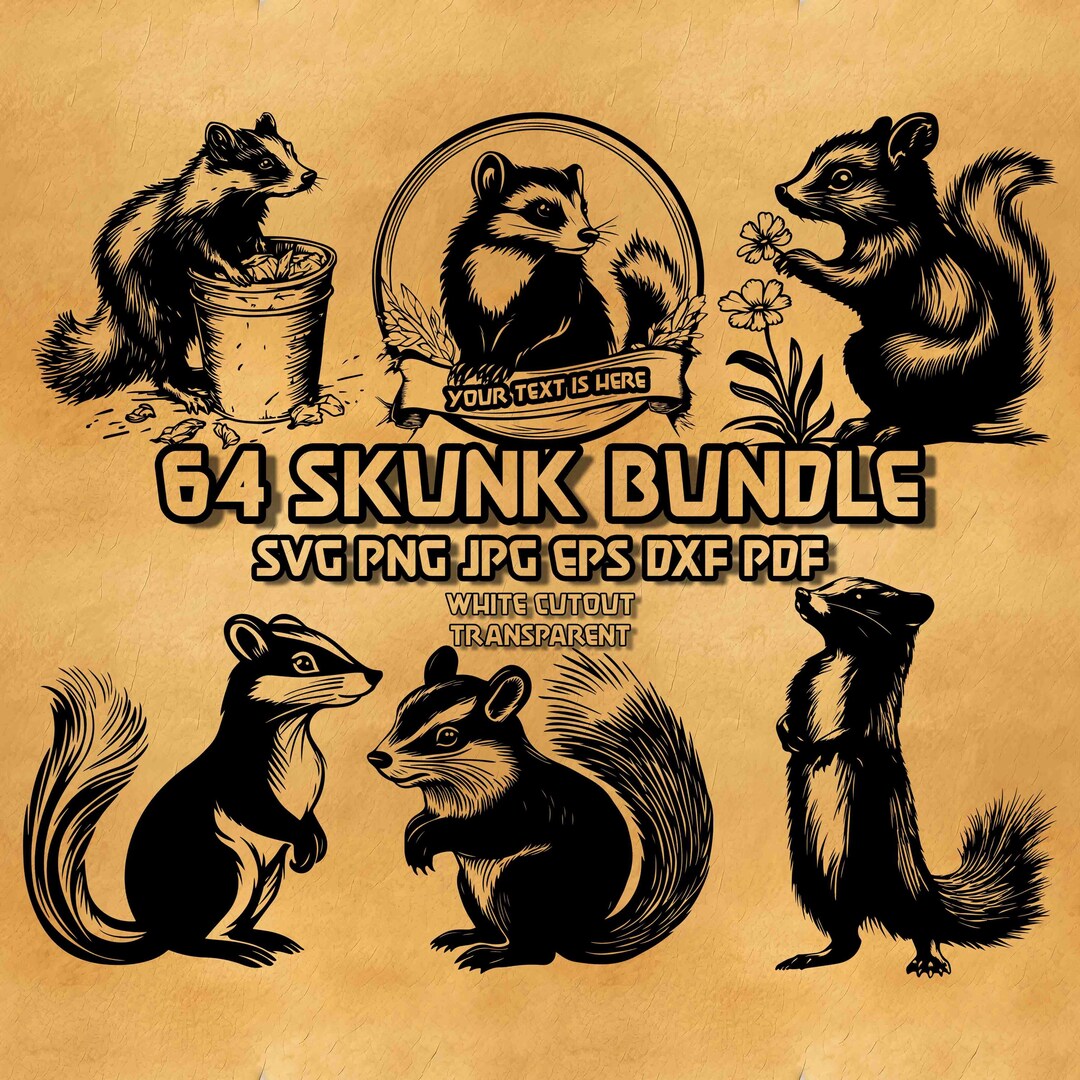 Skunk SVG Bundle, Skunk Monogram Png, Garbage Dumpster Skunk, Sleeping ...