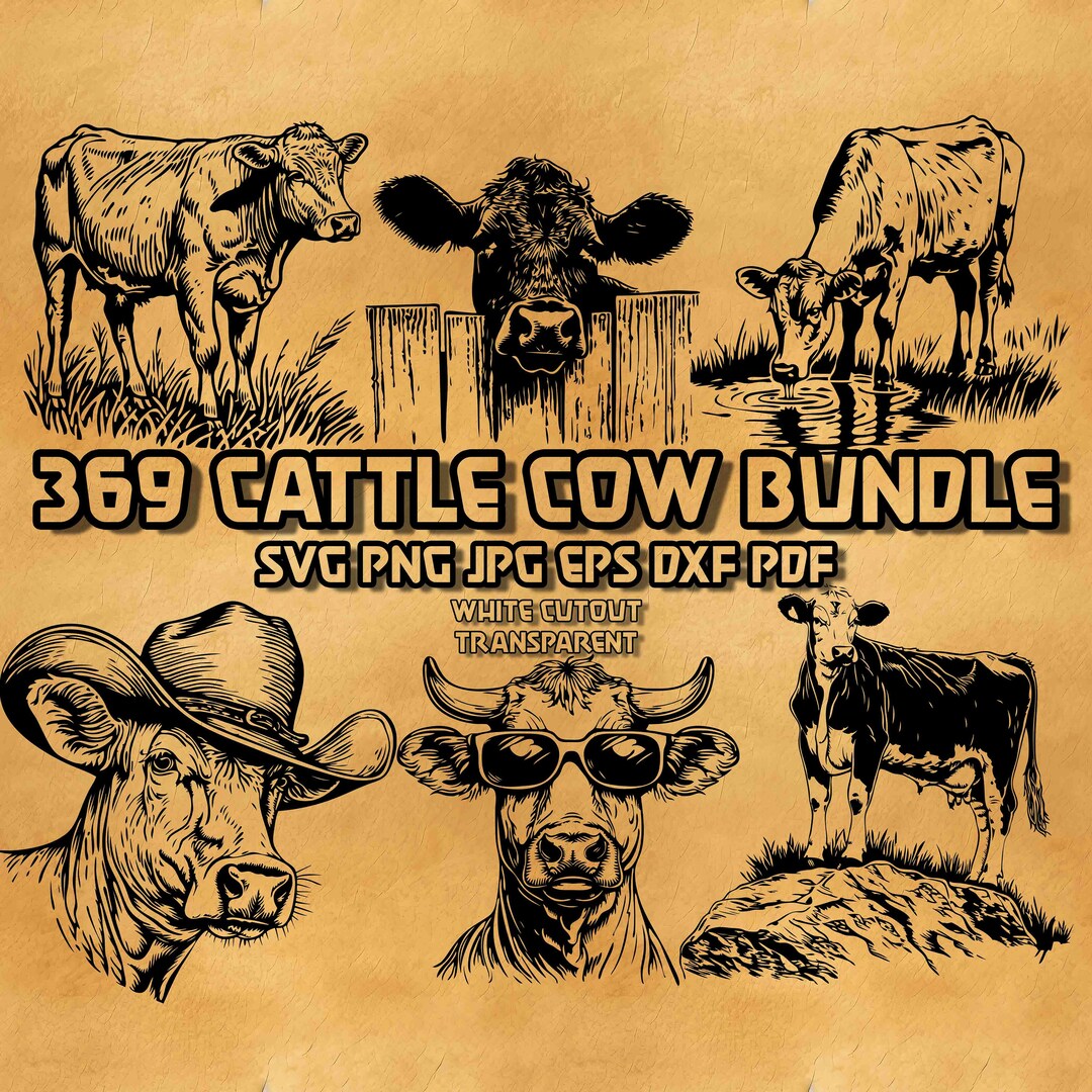 Floral Cattle Cow SVG Bundle: Cowboy Monogram Designs (PNG, EPS) - Etsy