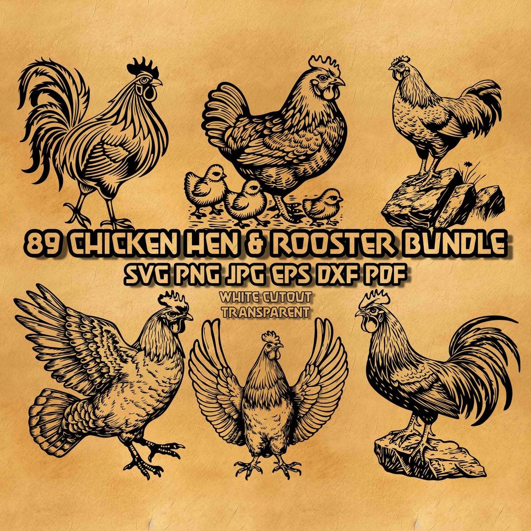 Chicken Hen and Rooster Svg Bundle, Chicken With Chicks Svg, Chicken ...