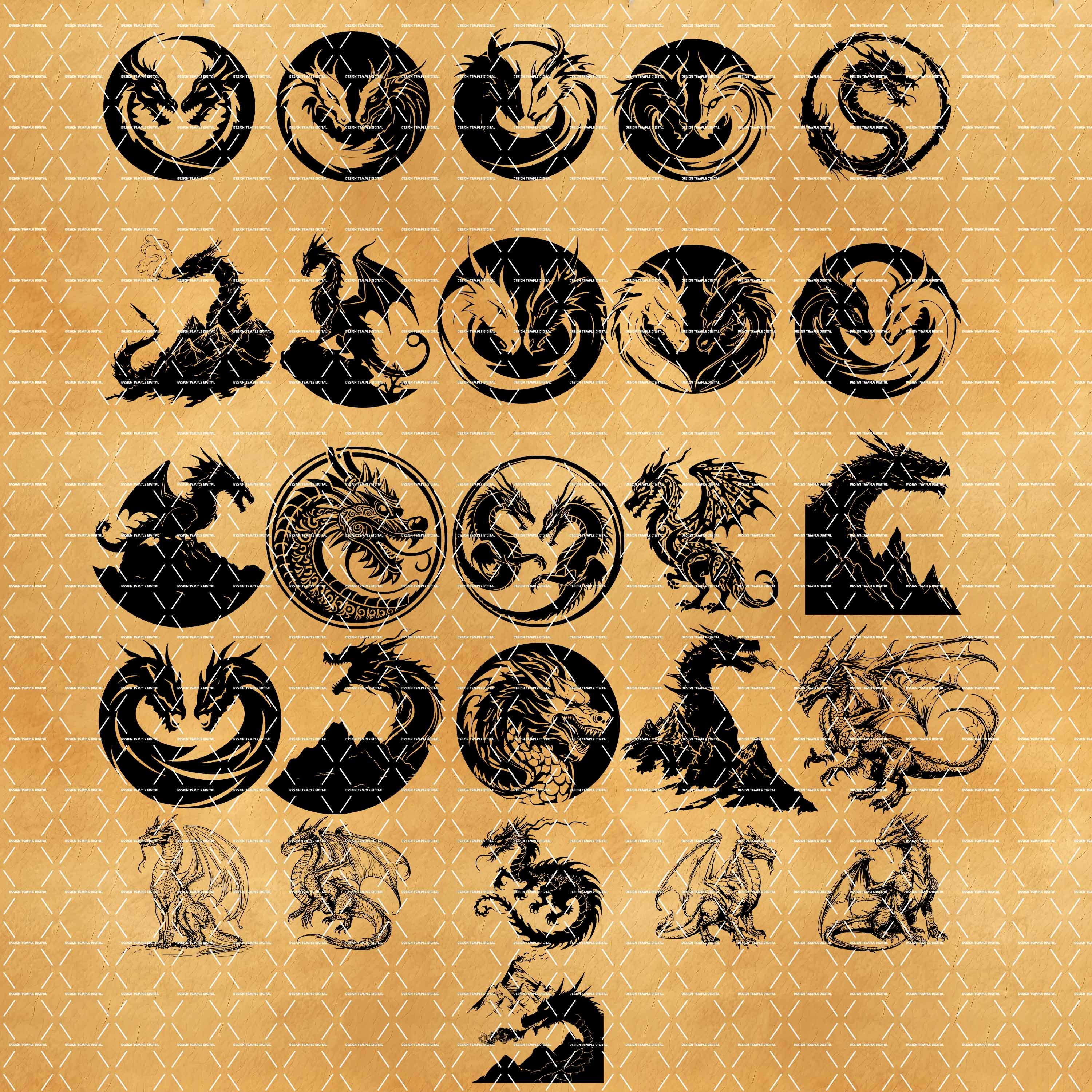 Dragon Svg Bundle, Dragon Facing Each Other,mythical Creature Svg ...