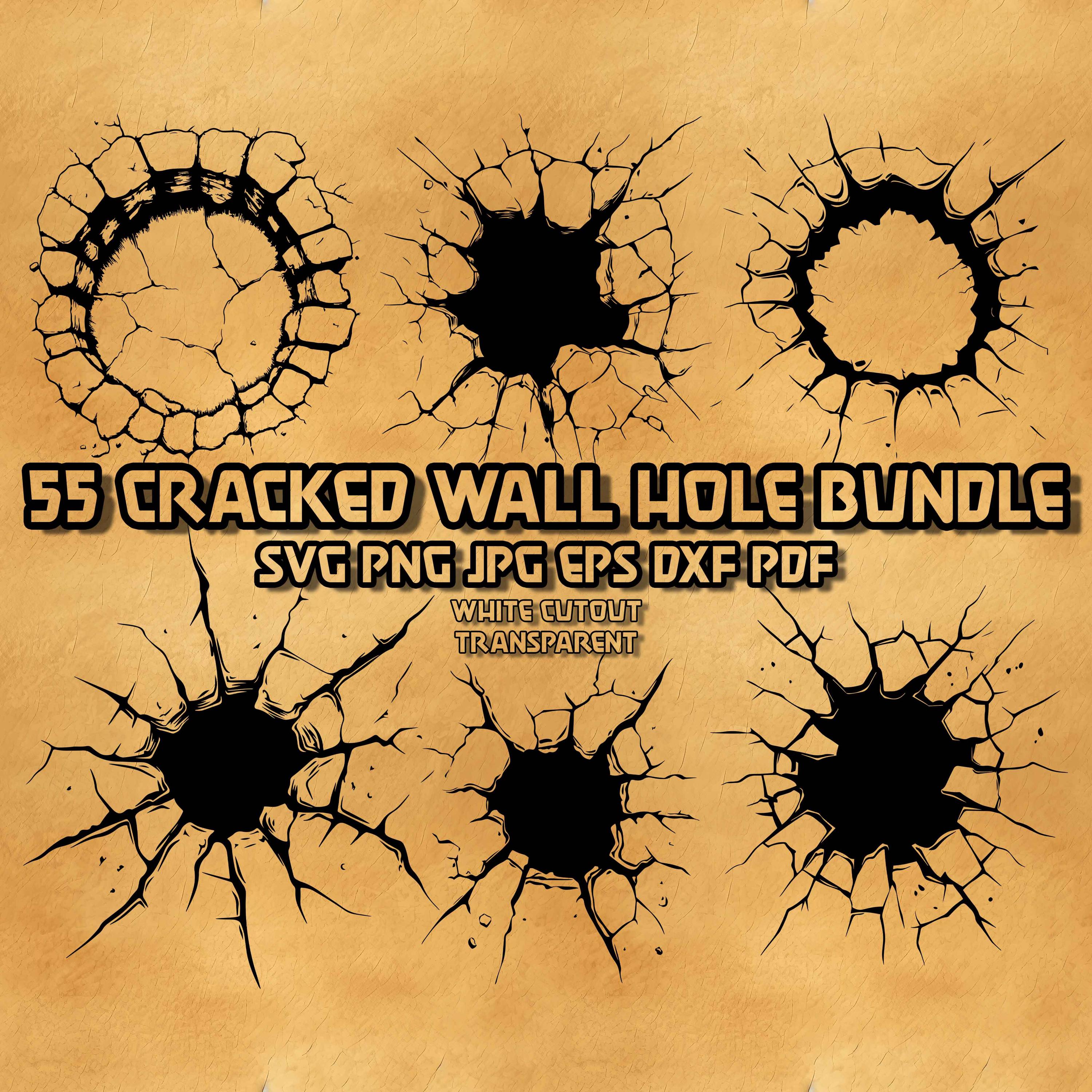 Cracked Wall Hole SVG Bundle: Fracture Effect Design (digital Download ...