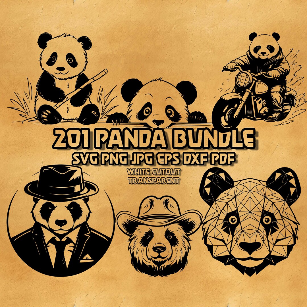 Panda Svg Bundle, Peeking Panda, Sleeping Panda Svg, Cowboy Panda Svg ...
